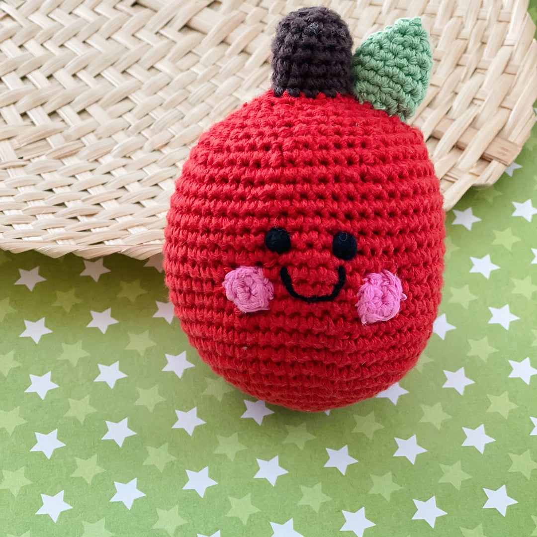 Apple Rattle Toy - Happy Apple Toy - Three Yellow Starfish