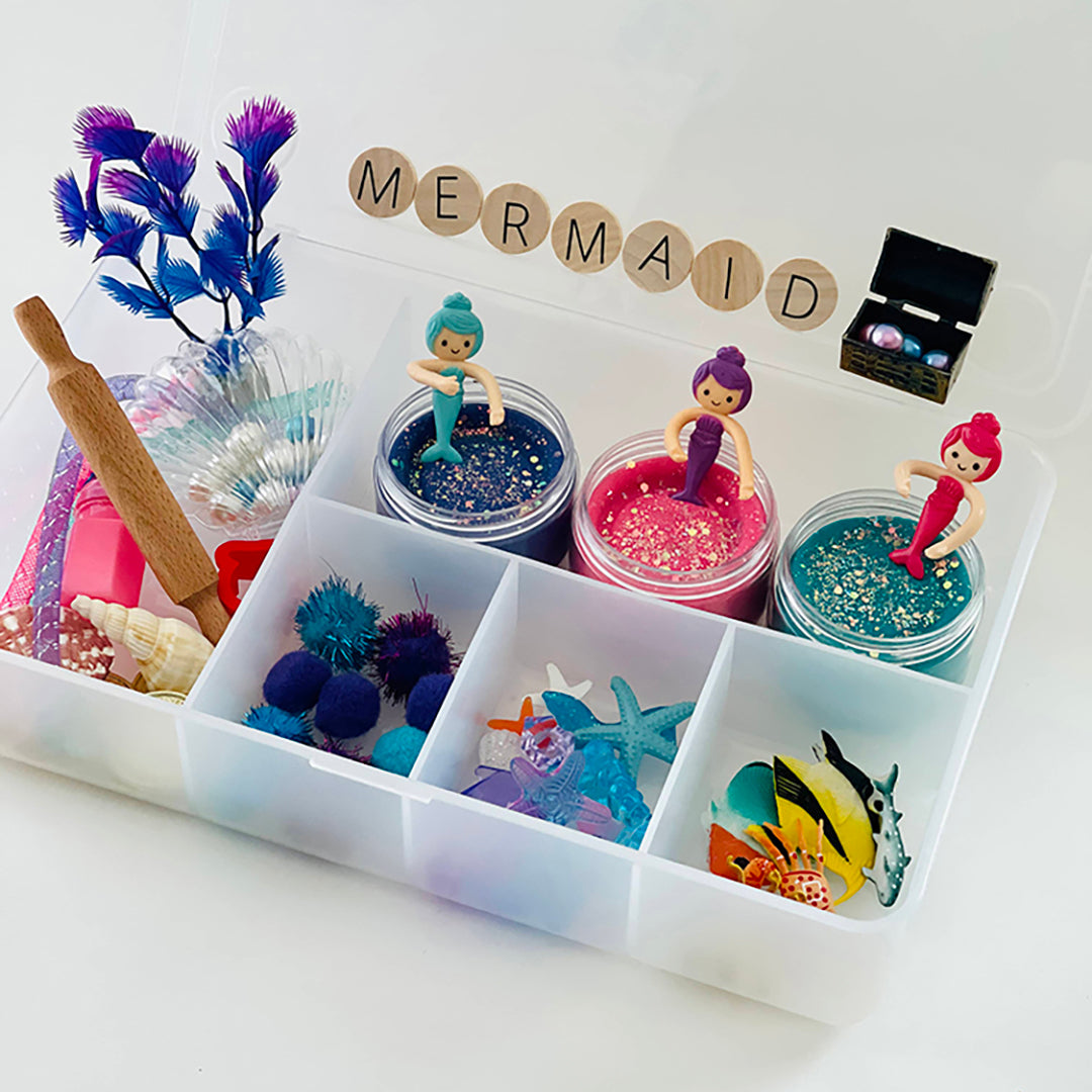 Mermaid Playdough Kit - Deluxe Sensory Kit - Three Yellow Starfish