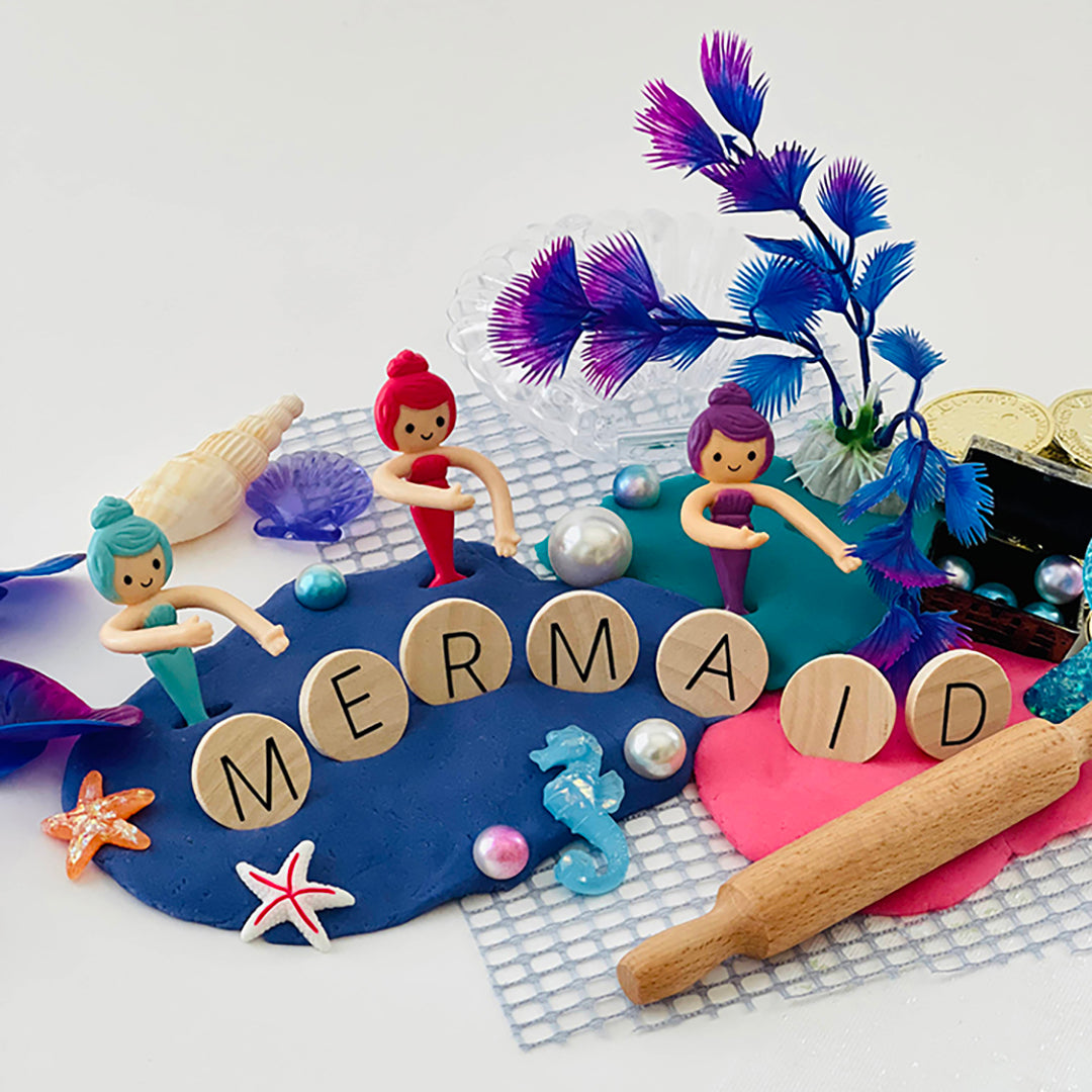 Mermaid Playdough Kit - Deluxe Sensory Kit - Three Yellow Starfish