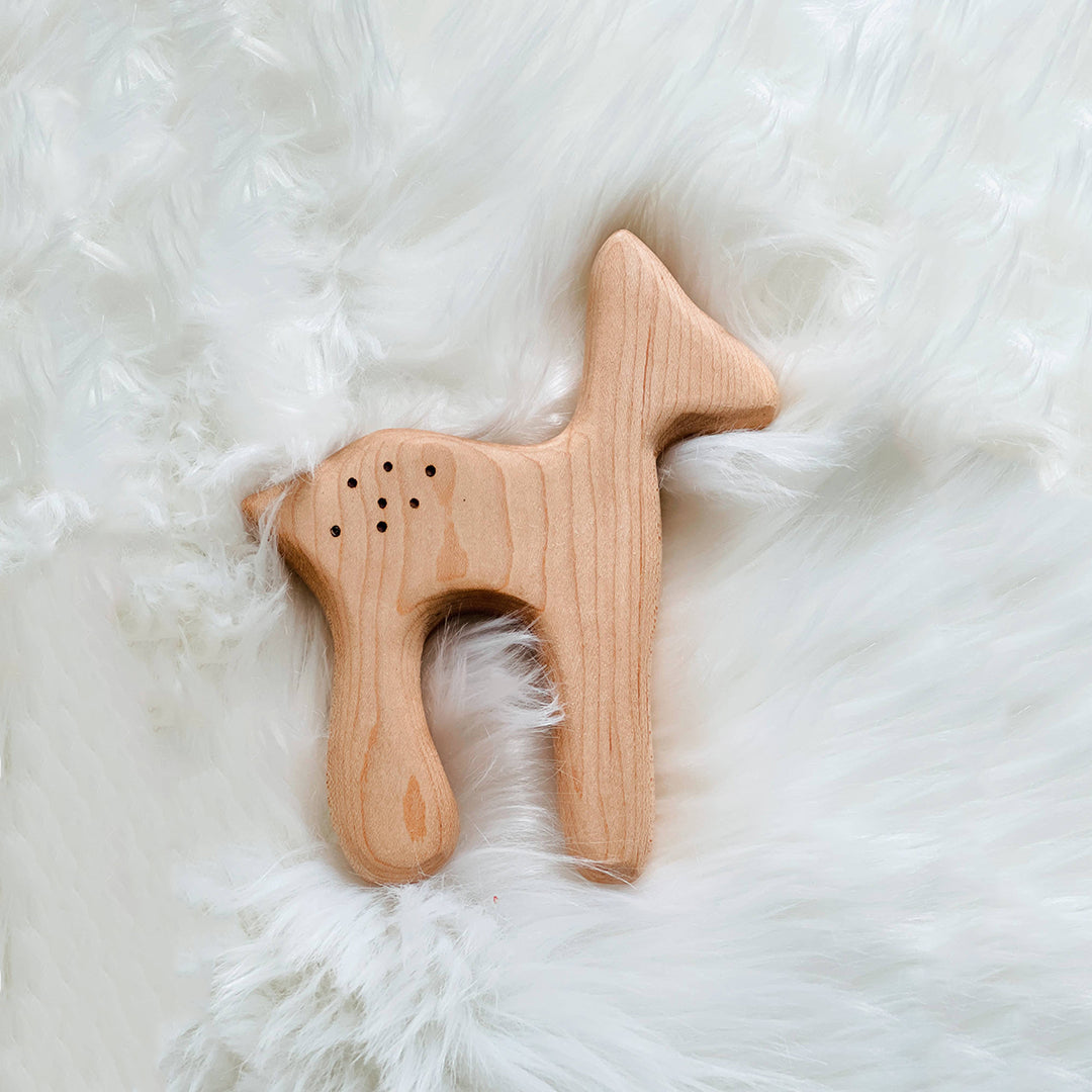 Wooden Teething Toy - Oh Deer Teether - Three Yellow Starfish